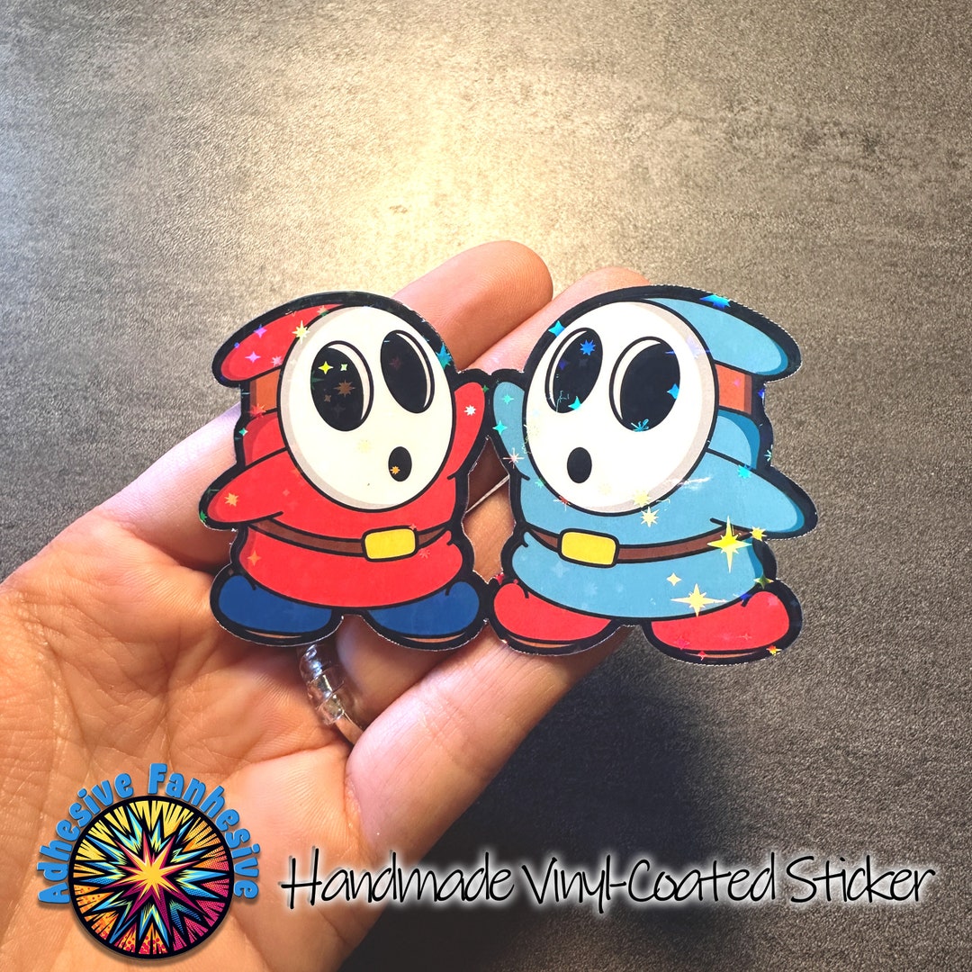 Shy Guy Holographic Super Mario Sticker, Vinyl Coated - Etsy