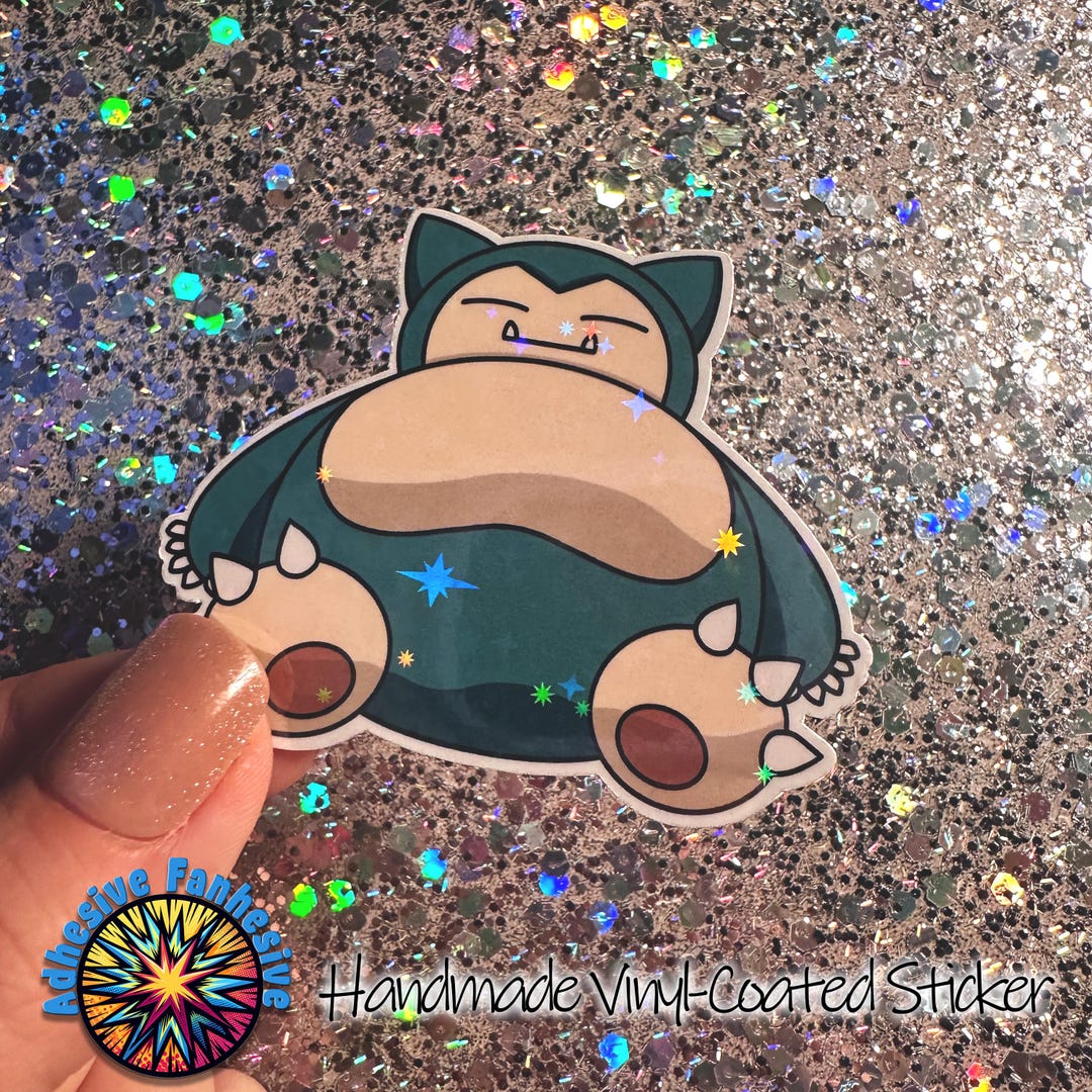 Snorlax Sticker, Holographic Anime Vinyl Coated Sticker for Laptops ...