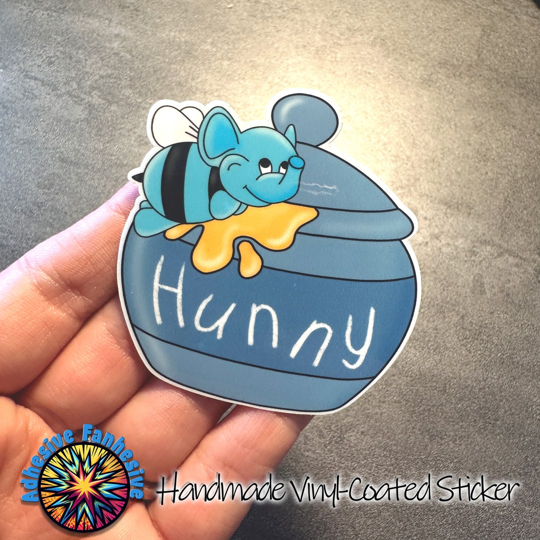 Winnie the Pooh Hunny Blue Honey Pot Disney Sticker, Vinyl Coated - Etsy