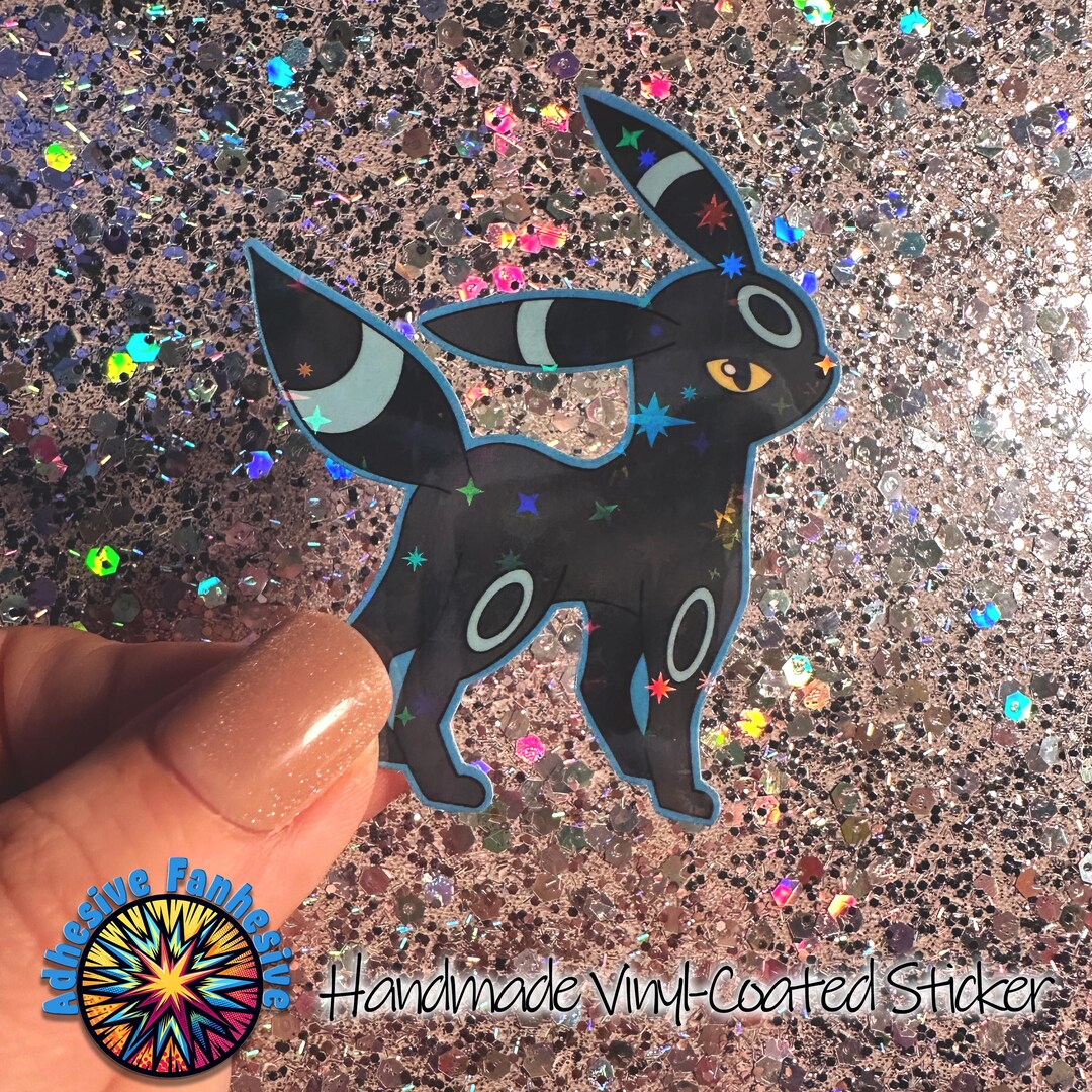 Shiny Umbreon Sticker, Holographic Anime Vinyl Coated Sticker for ...