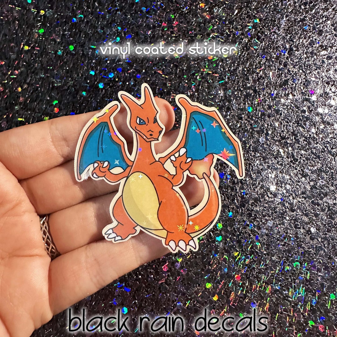 Charizard Holographic Sticker Charmander Evoltuion Sticker - Etsy
