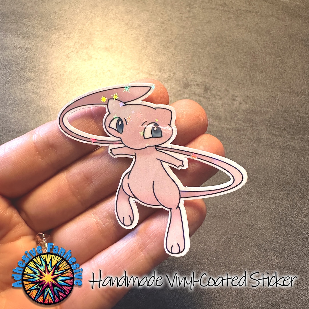 Mew Sticker, Holographic Pokémon Sticker for Water Bottles, Laptops ...