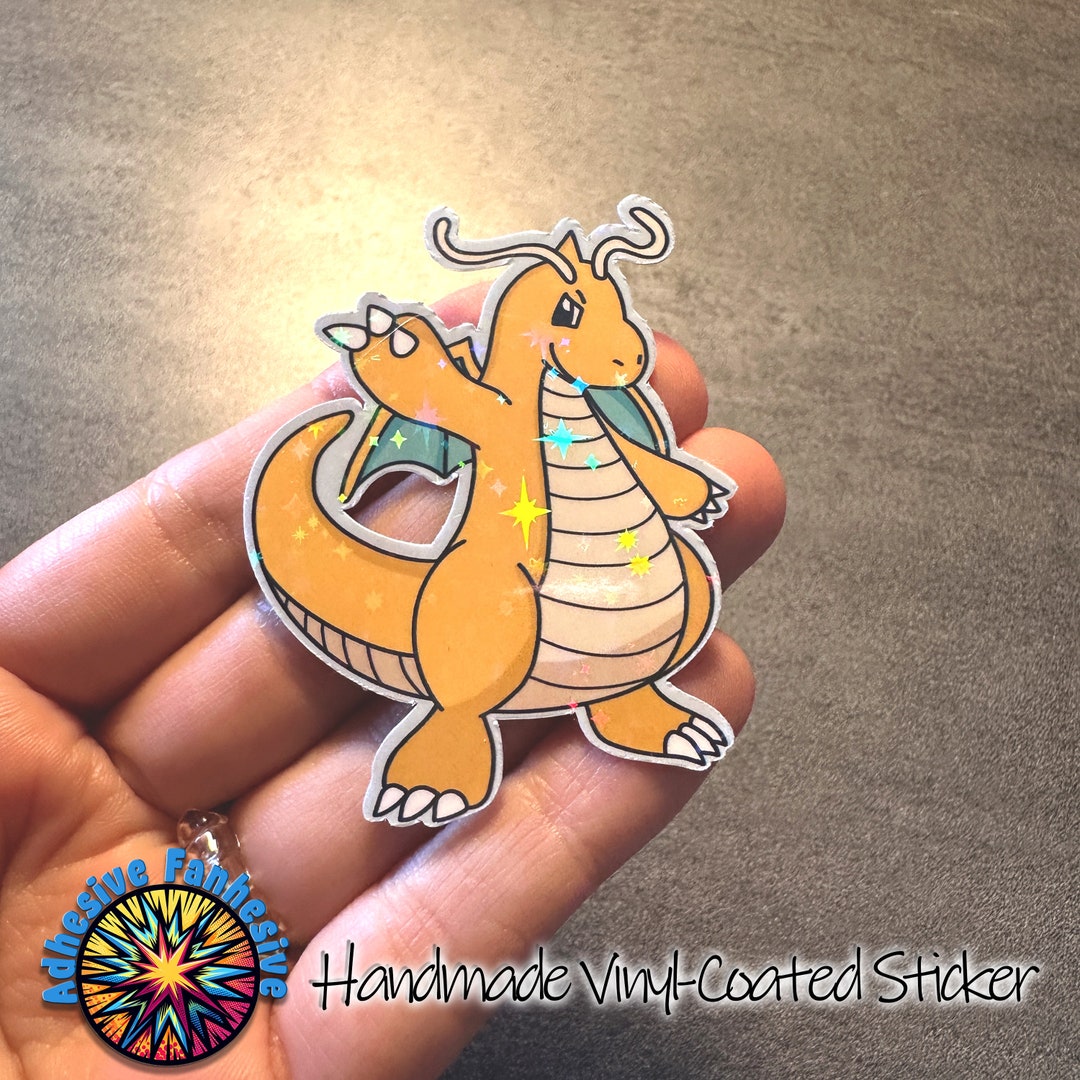 Dragonite Sticker, Holographic Anime Vinyl Coated Sticker for Laptops ...