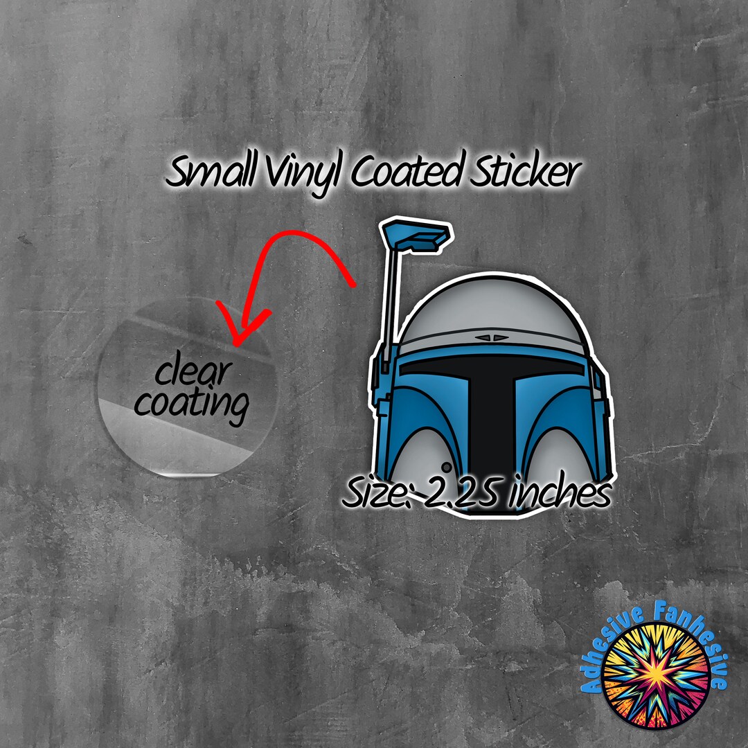 Jango Fett Mandalorian Helmet Sticker, Star Wars Vinyl Coated Sticker ...