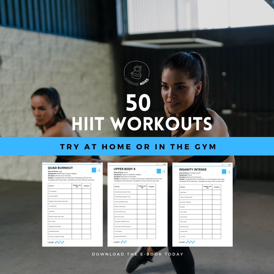 50 HIIT Workouts. Ready to Go Workout Planner. Fitness Plans. Gym ...