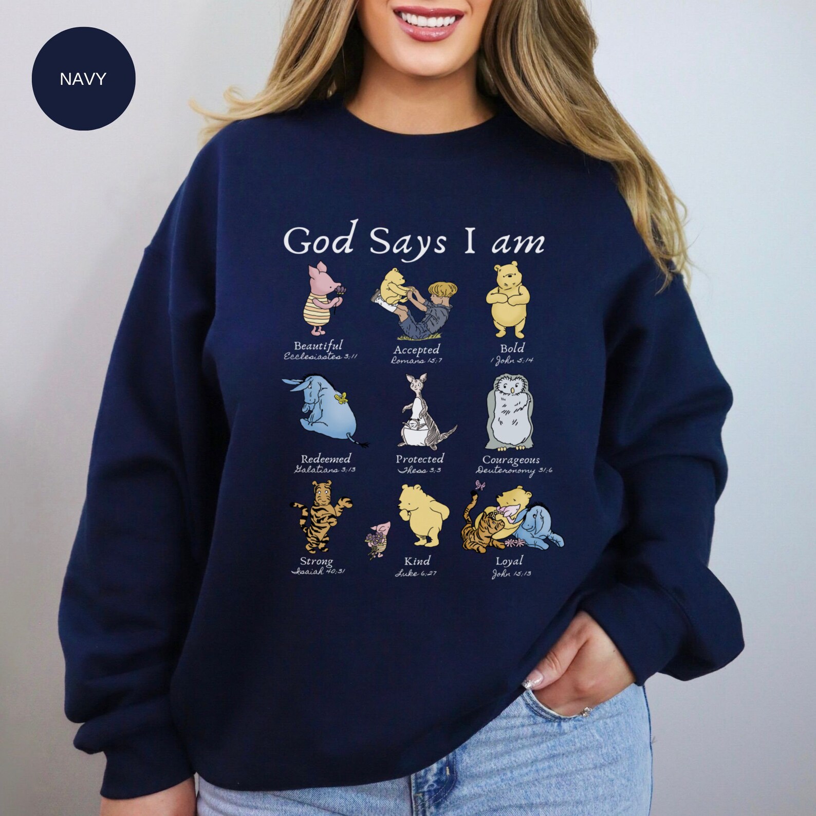 God Says Pooh Sweatshirt Christian Gifts Church Shirt Classic Winnie ...