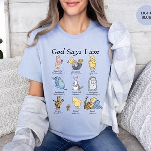 God Says Pooh Tshirt for Christian Gifts Church Shirt Classic Winnie ...