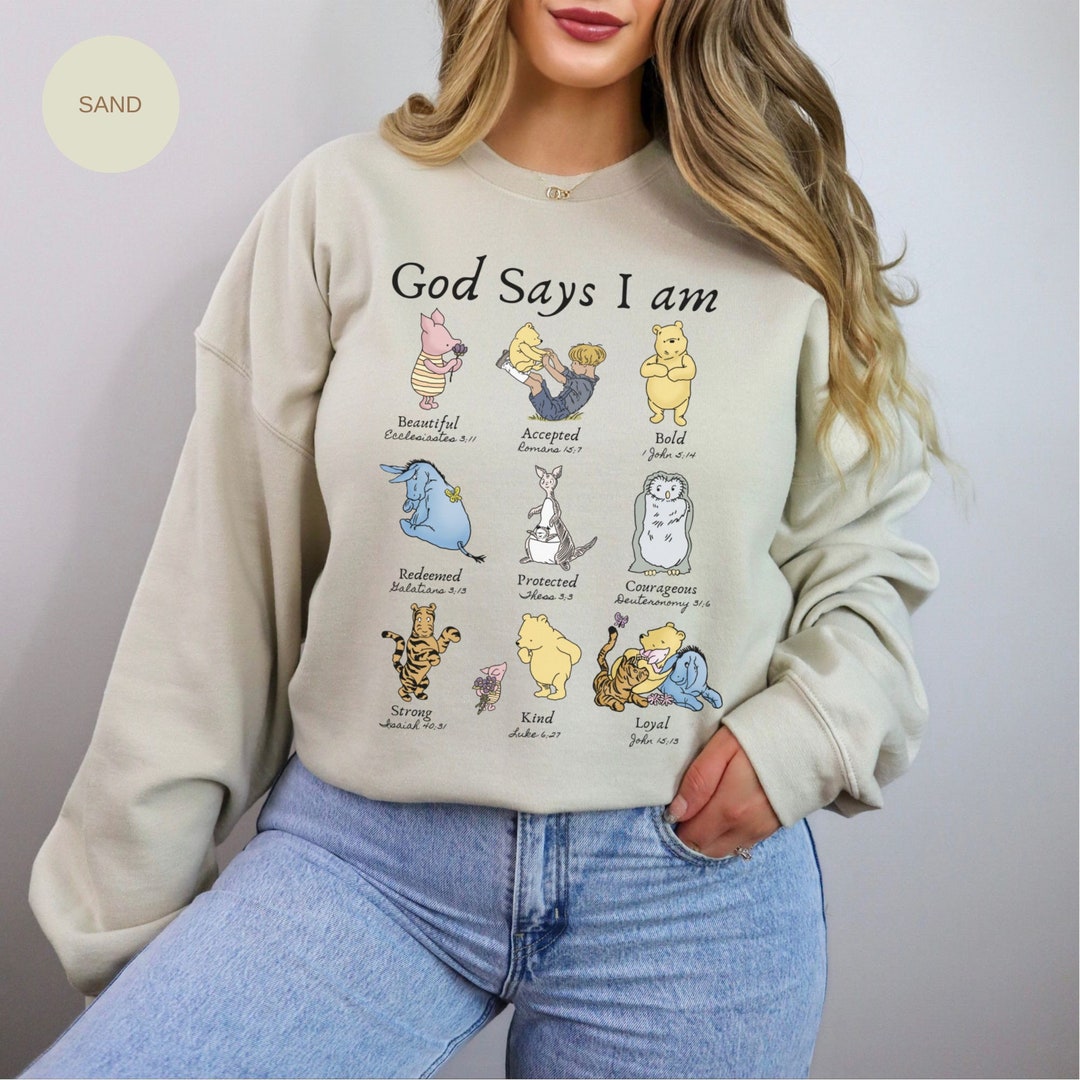 God Says Pooh Sweatshirt Christian Gifts Church Shirt Classic Winnie ...