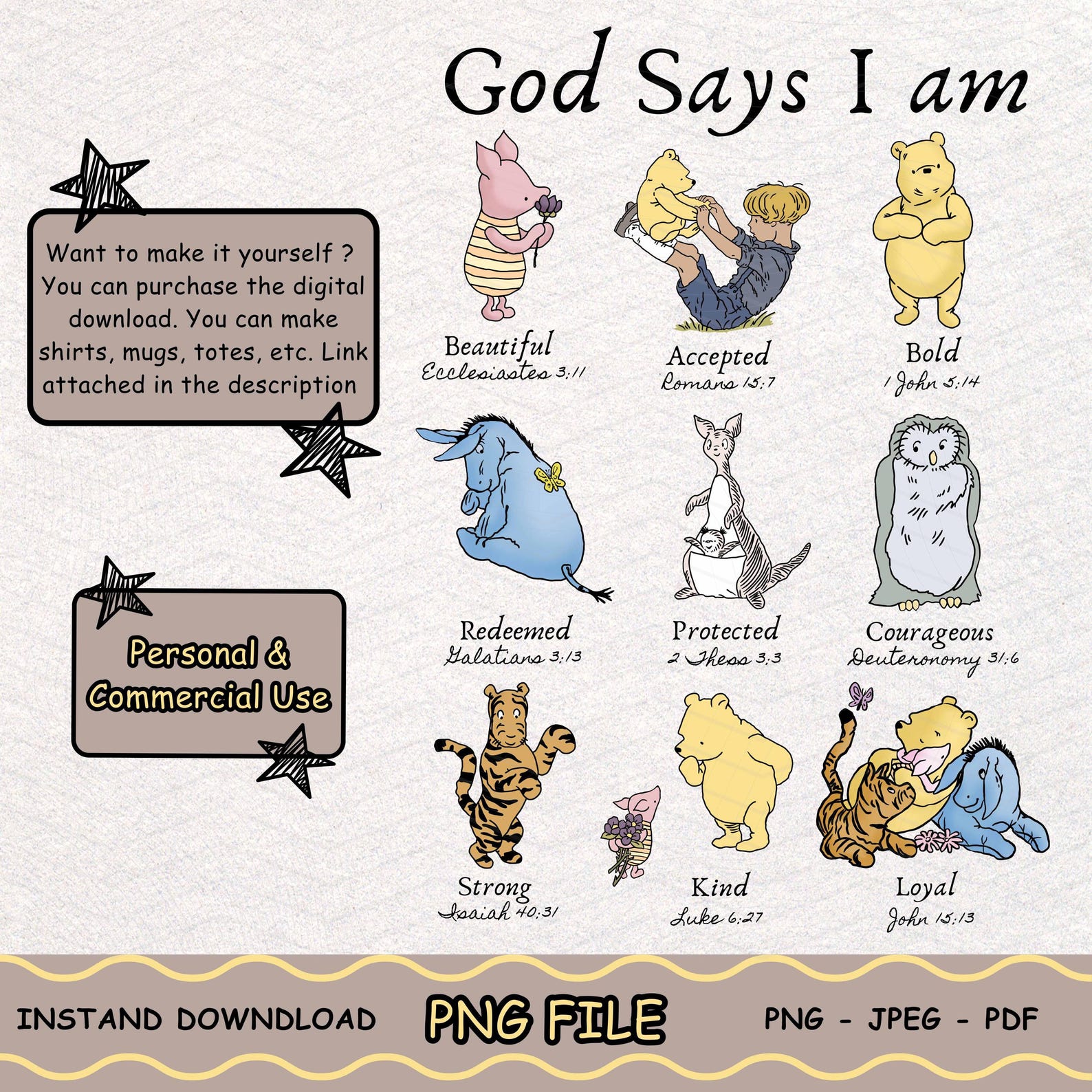 God Says Pooh Tshirt for Christian Gifts Church Shirt Classic Winnie ...