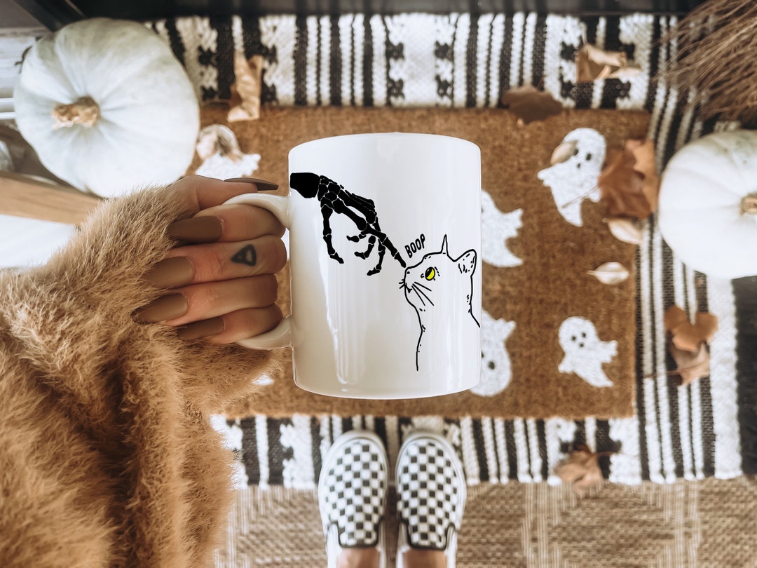 Cute Cat Skeleton Mug for Coffee Gift for Cat Lover Cat Mom Funny Cat ...