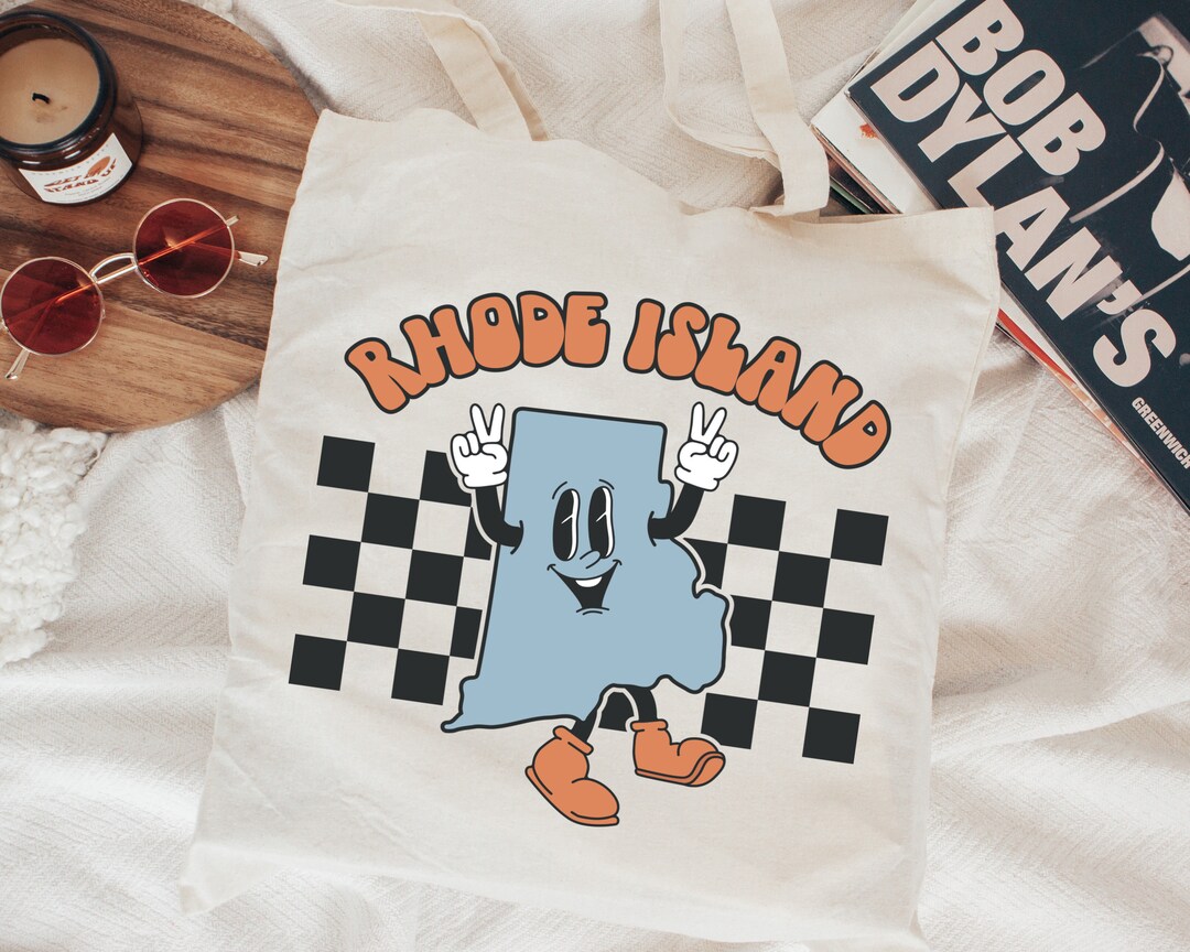 Cute Retro Rhode Island Tote Bag for Beach Travel or Gift Checkered ...