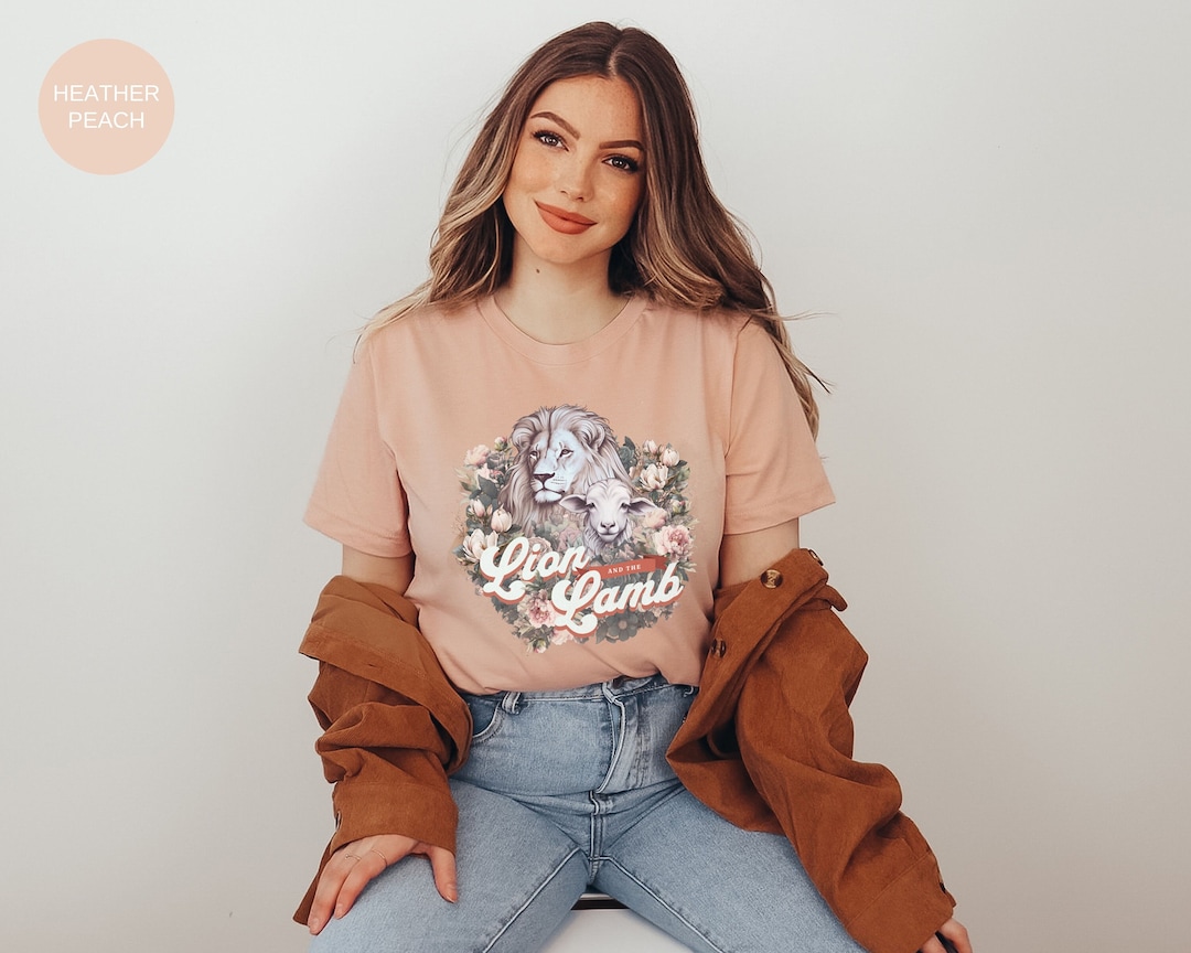 Christian Jesus Lion Lamb Tshirt for Christian Gifts for Wife Catholic ...