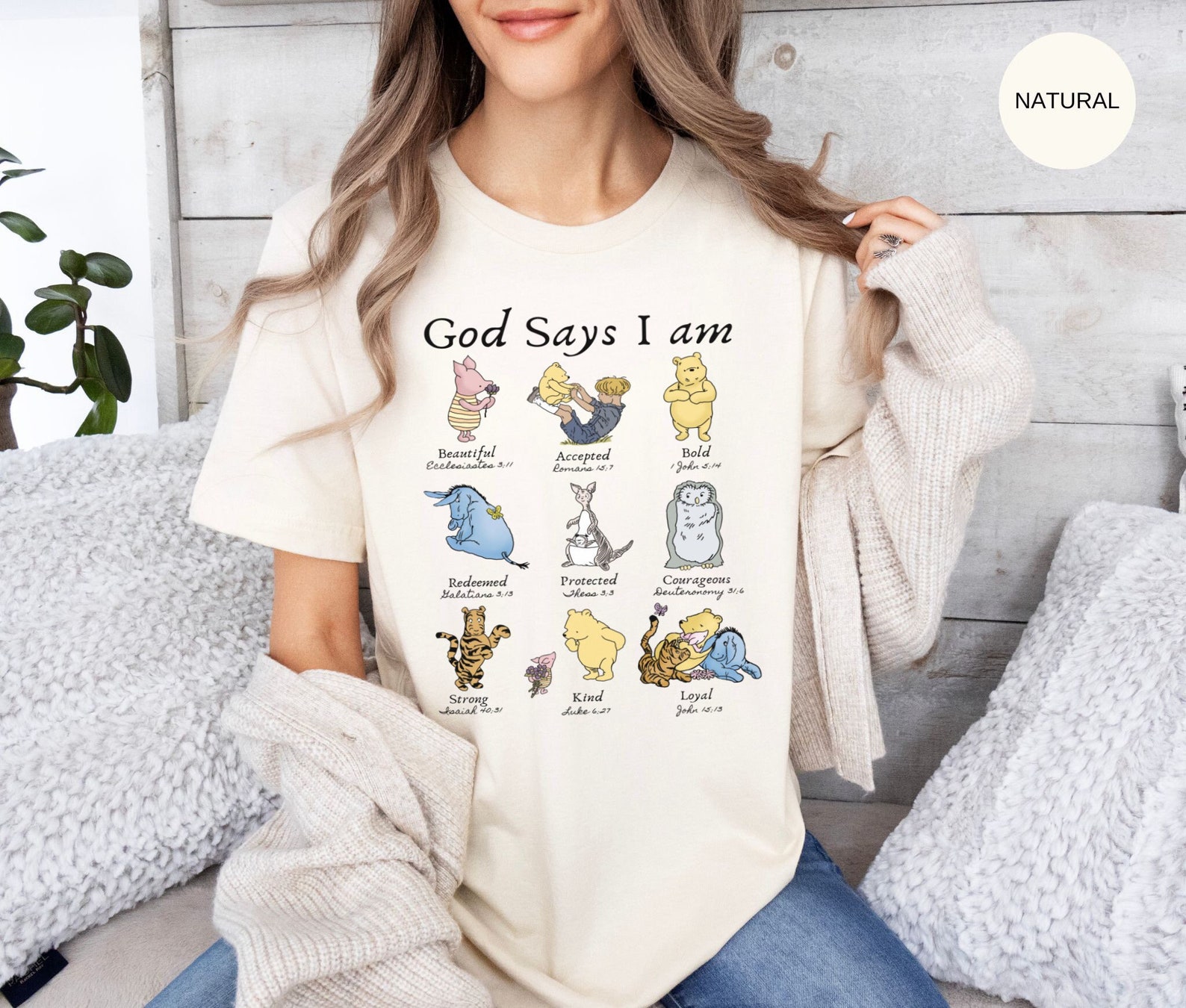 God Says Pooh Tshirt for Christian Gifts Church Shirt Classic Winnie ...