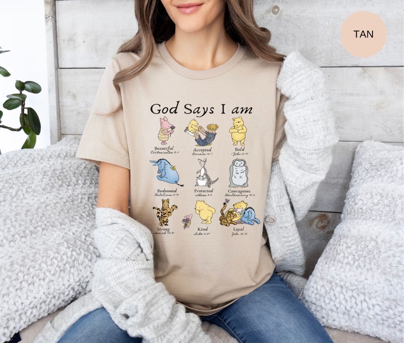 God Says Pooh Tshirt for Christian Gifts Church Shirt Classic Winnie ...