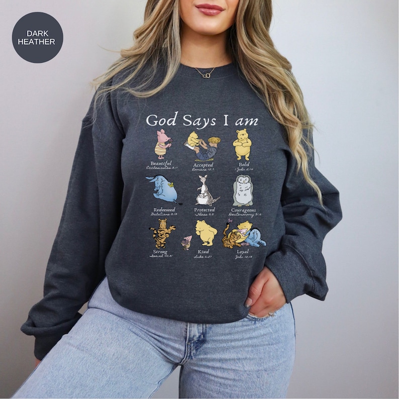God Says Pooh Sweatshirt Christian Gifts Church Shirt Classic Winnie ...