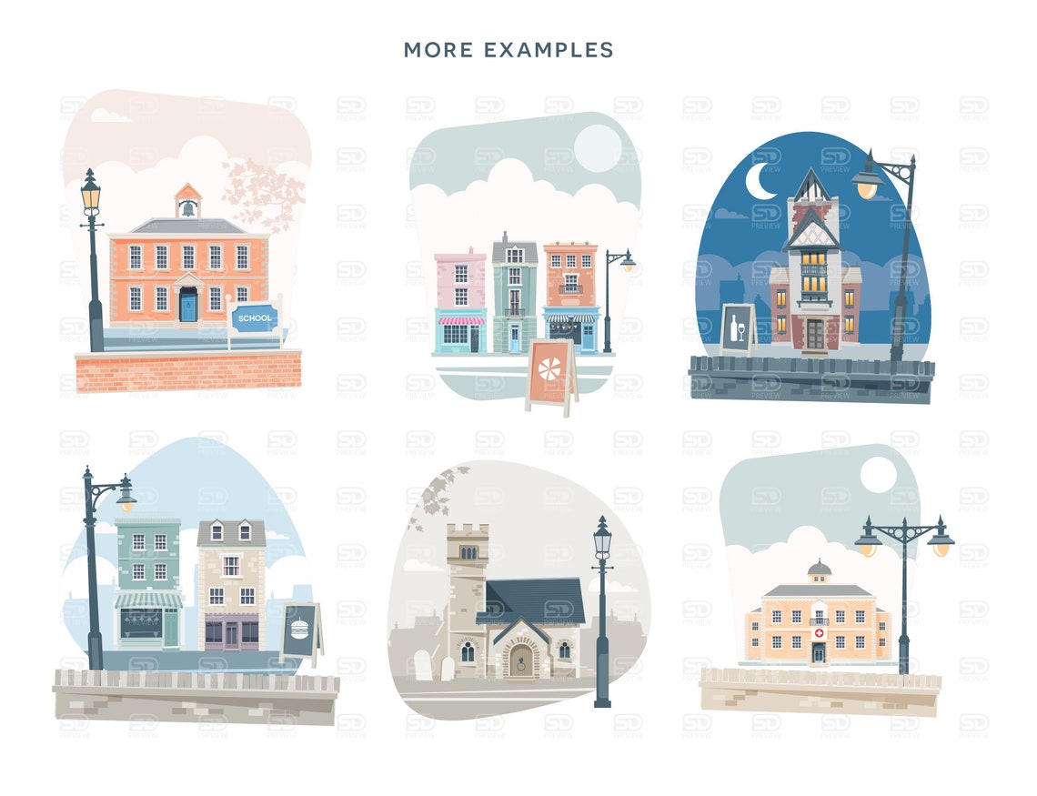 Street Builder, Small Town Clip Art, Store Fronts, Graphic Design, Mix ...