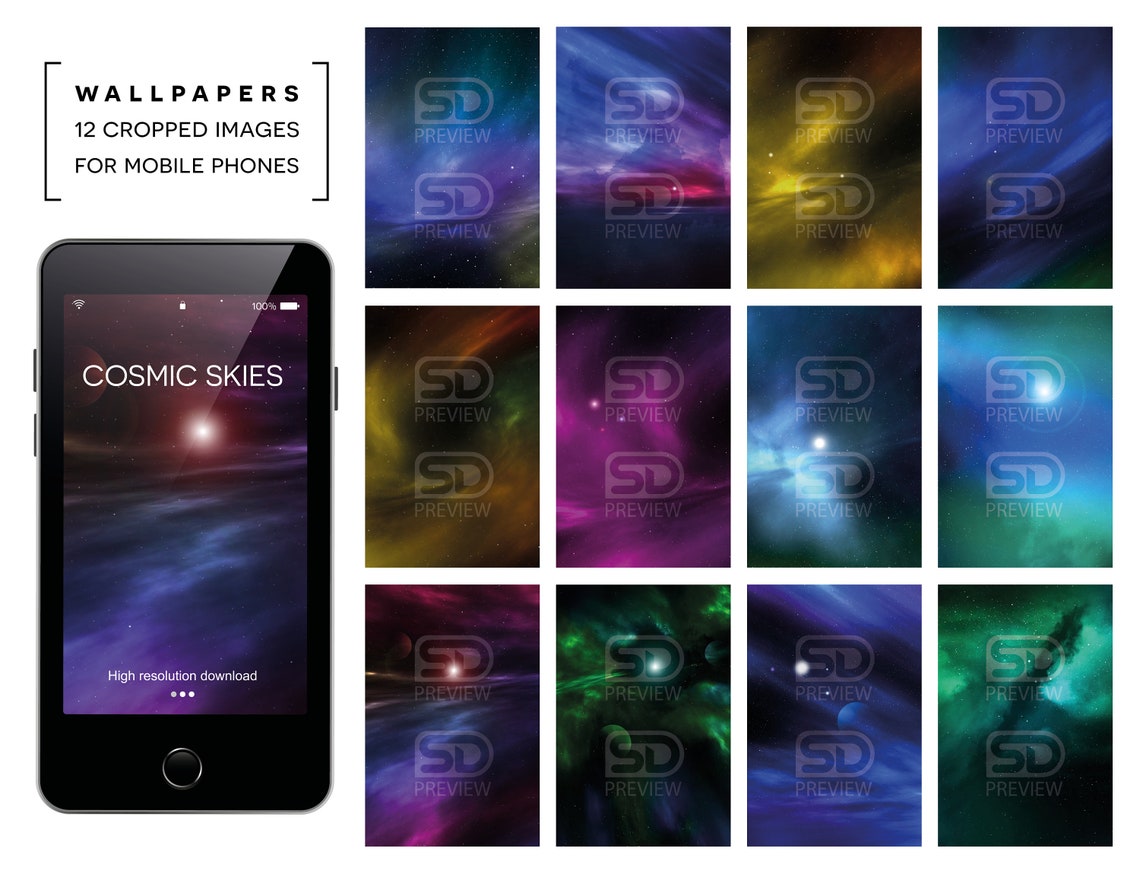 Cosmic Skies, Nebulas, Digital Papers, Galaxy, Universe, Stars, High ...