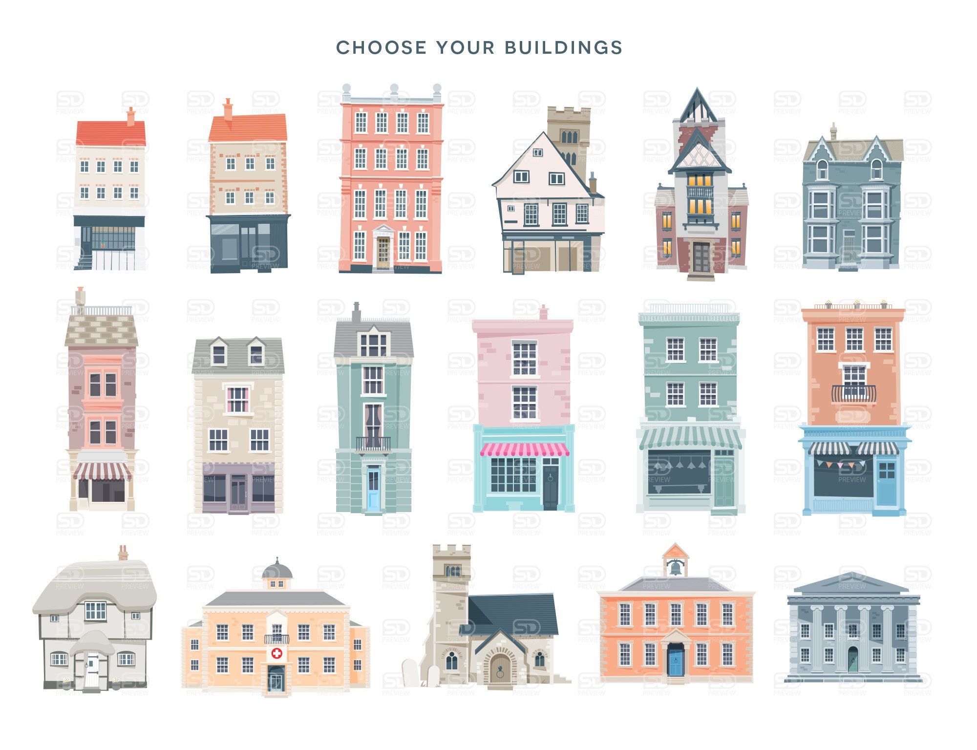 Street Builder, Small Town Clip Art, Store Fronts, Graphic Design, Mix ...