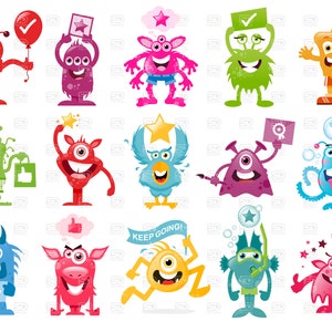 Monster Clip Art, Friendly, Vector Illustration, Commercial Use ...