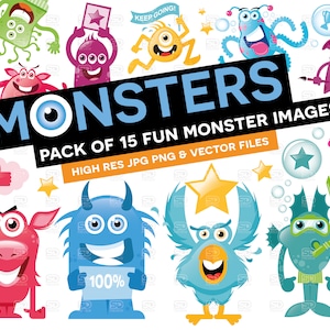 Monster Clip Art, Friendly, Vector Illustration, Commercial Use ...