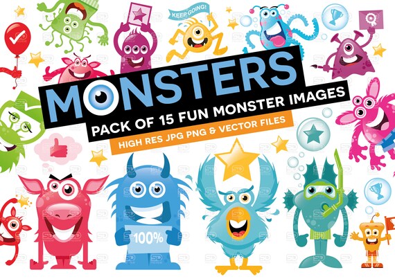 Monster Clip Art Friendly Vector Illustration Commercial - Etsy