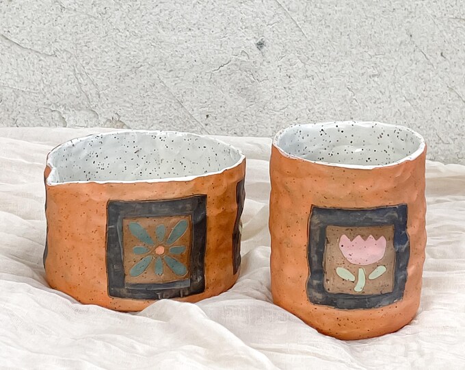 Flora Matcha Set- Handmade Ceramic Matcha Bowl & Tumbler - Etsy