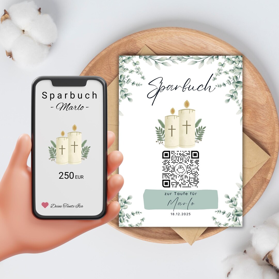 Personalized Savings Book With QR Code – as a Card, Photo Print, or in ...