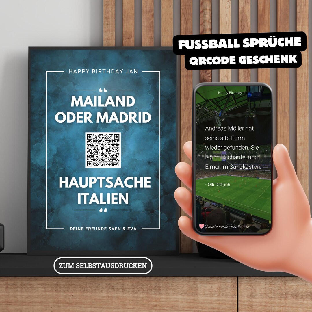 Football Poster With QR Code – Funny Gift to Download - Etsy