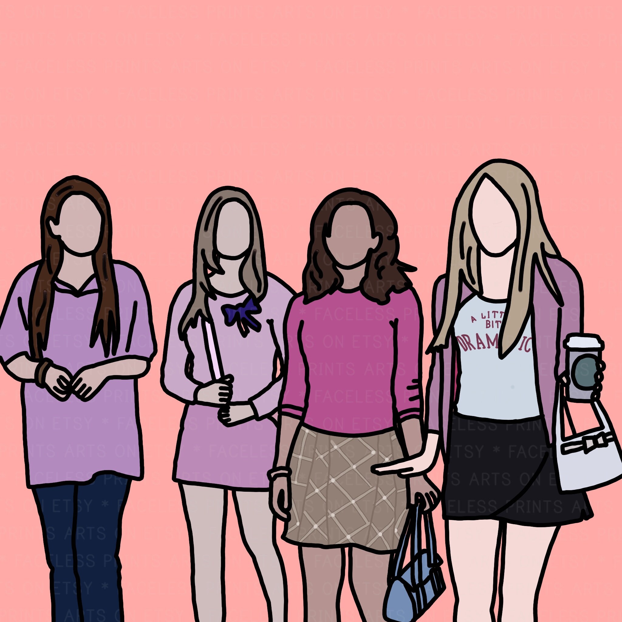 Mean Girls Vector Art Digital Prints Faceless Printable for Stickers ...