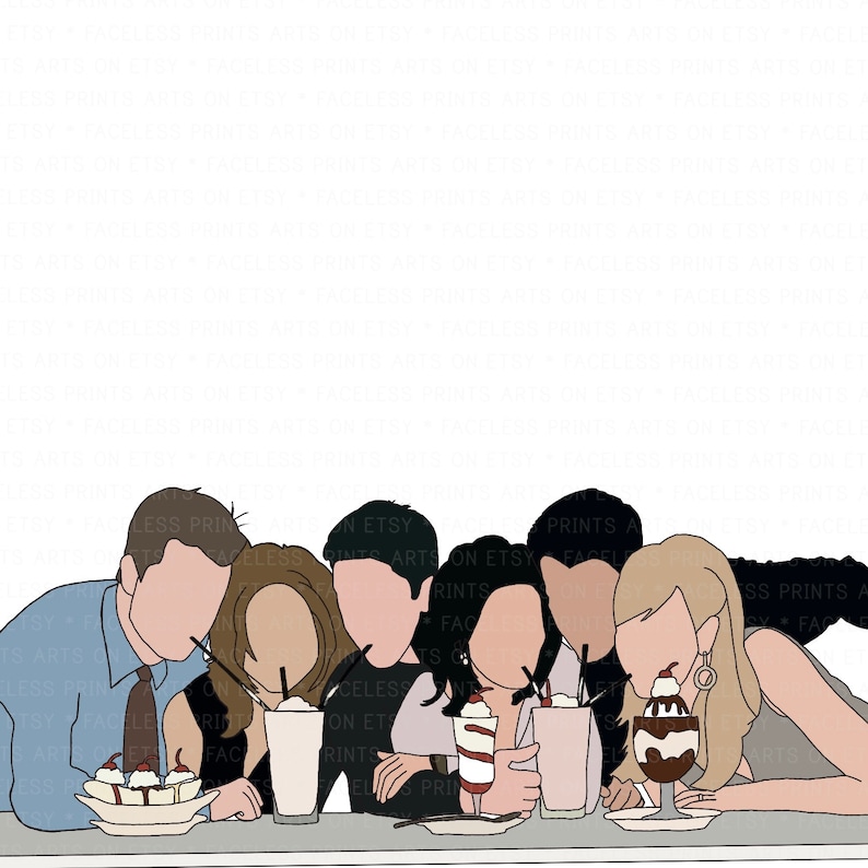 FRIENDS Sitcom TV Show Printable, Digital Print, Decor, Drawing ...