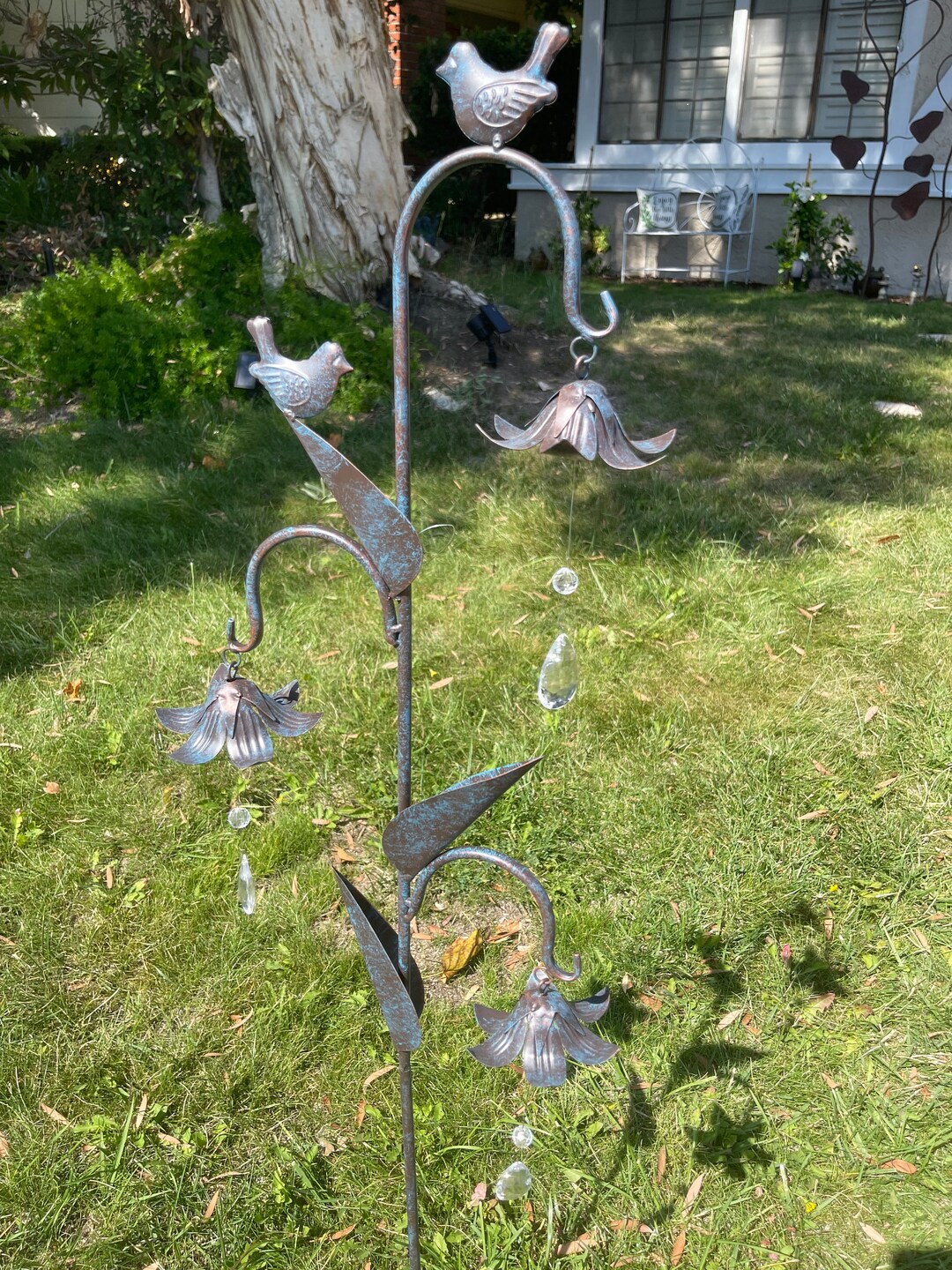 Bird Tree Stake With Crystals - Etsy