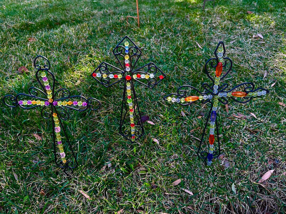 Cross Garden Art Stake - Etsy