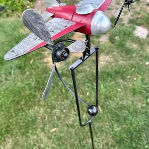 Airplane Wind Spinner Kinetic Balancing Garden Art Stake - Etsy