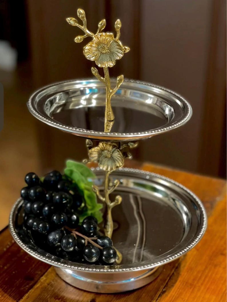 2 Tiered Bronze and Steel Serving Tray - Etsy