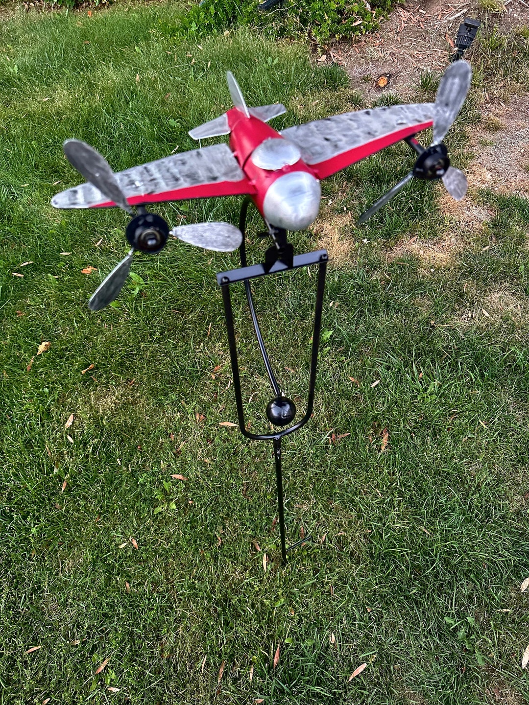 Airplane Wind Spinner Kinetic Balancing Garden Art Stake - Etsy