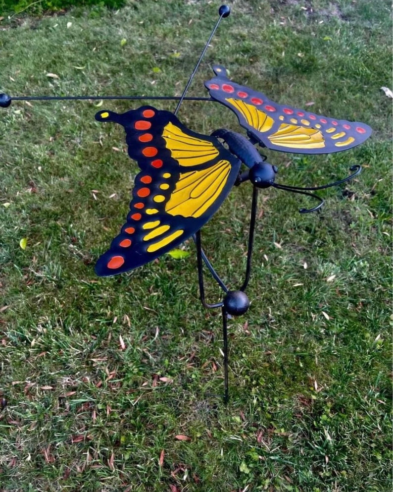 Butterfly Kinetic Balancing Garden Art Stake - Etsy