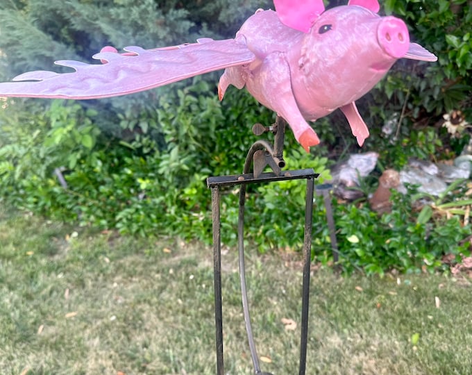 Flying Pig Kinetic Balancing Garden Art Stake - Etsy
