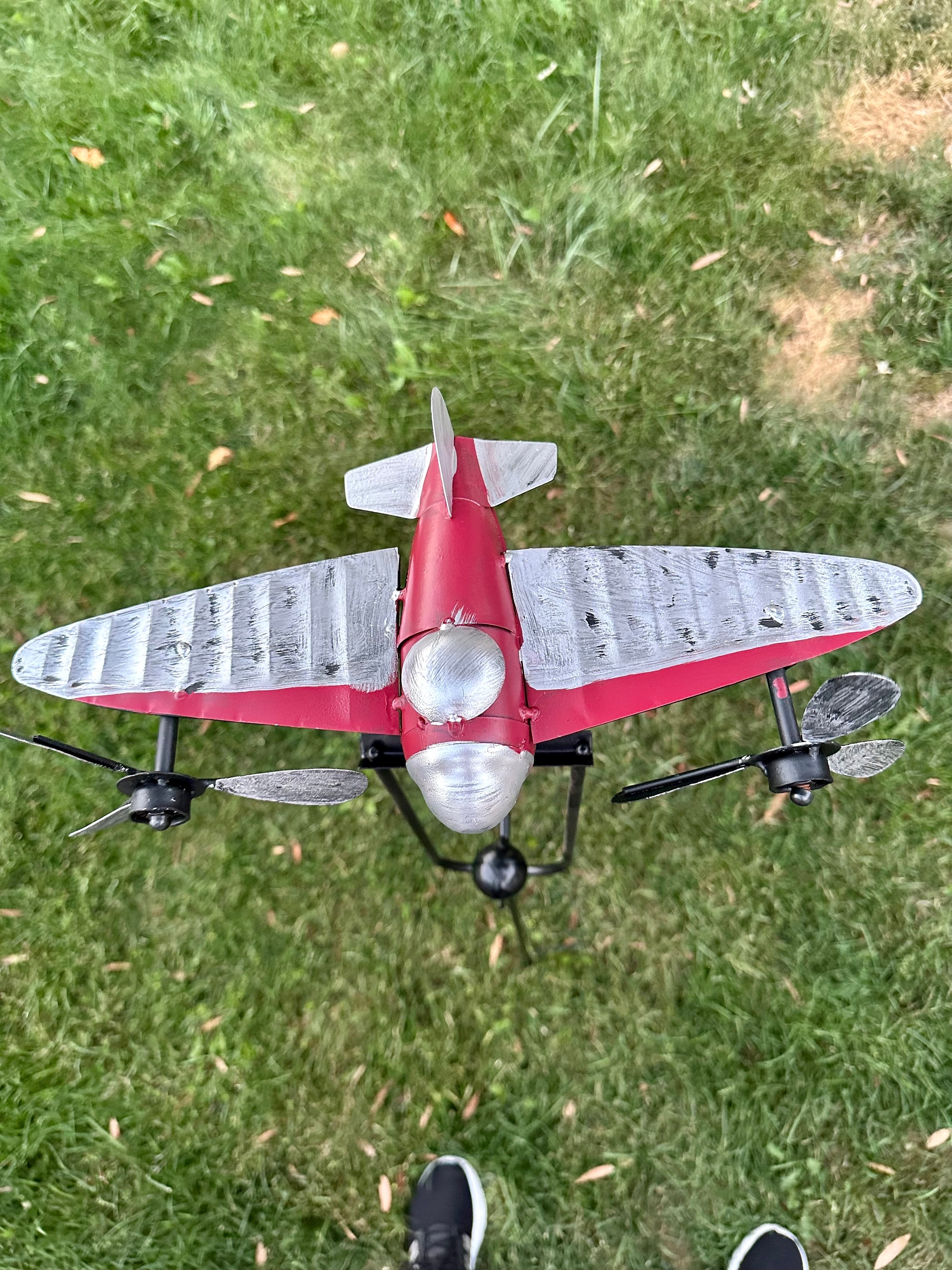 Airplane Wind Spinner Kinetic Balancing Garden Art Stake - Etsy