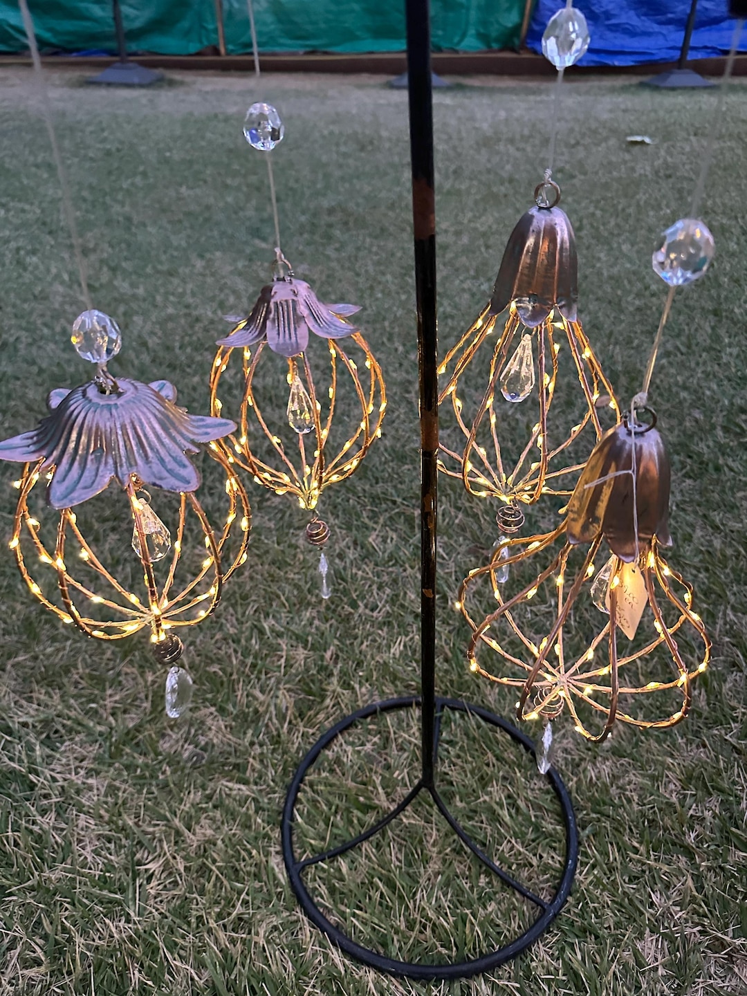 Solar Jeweled Hanging Chandelier Lantern Garden Art - Etsy