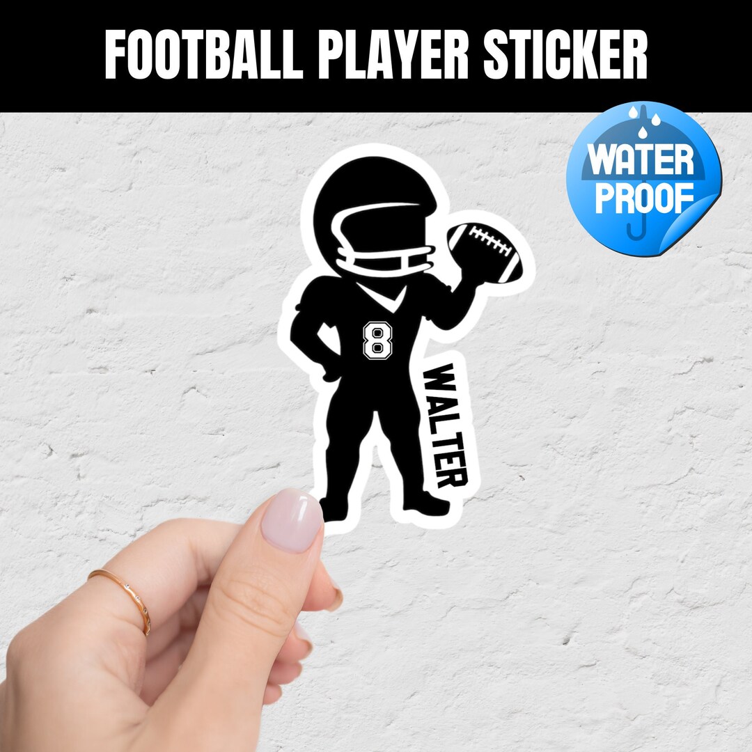 Personalized Football Player Decal | Handmade Sports Sticker - Etsy