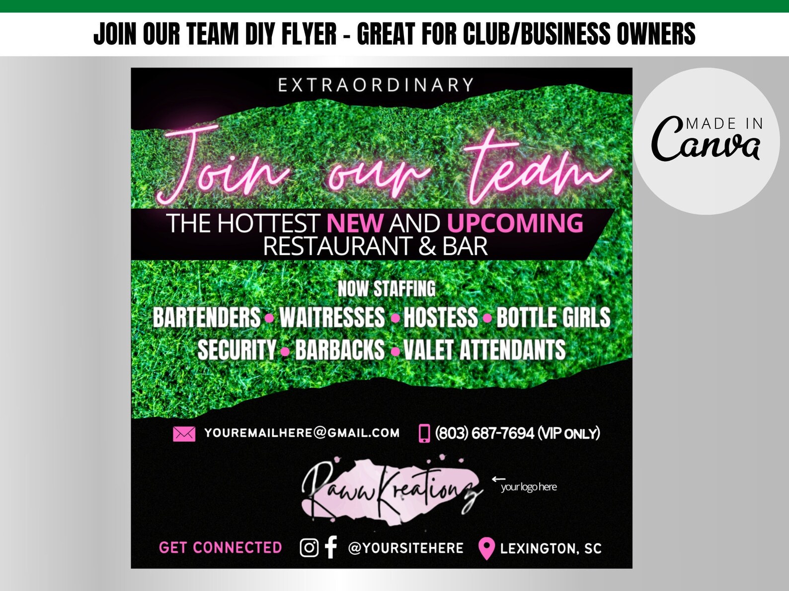 Now Hiring Flyer: Restaurant & Bar Staffing - Canva Template - Etsy