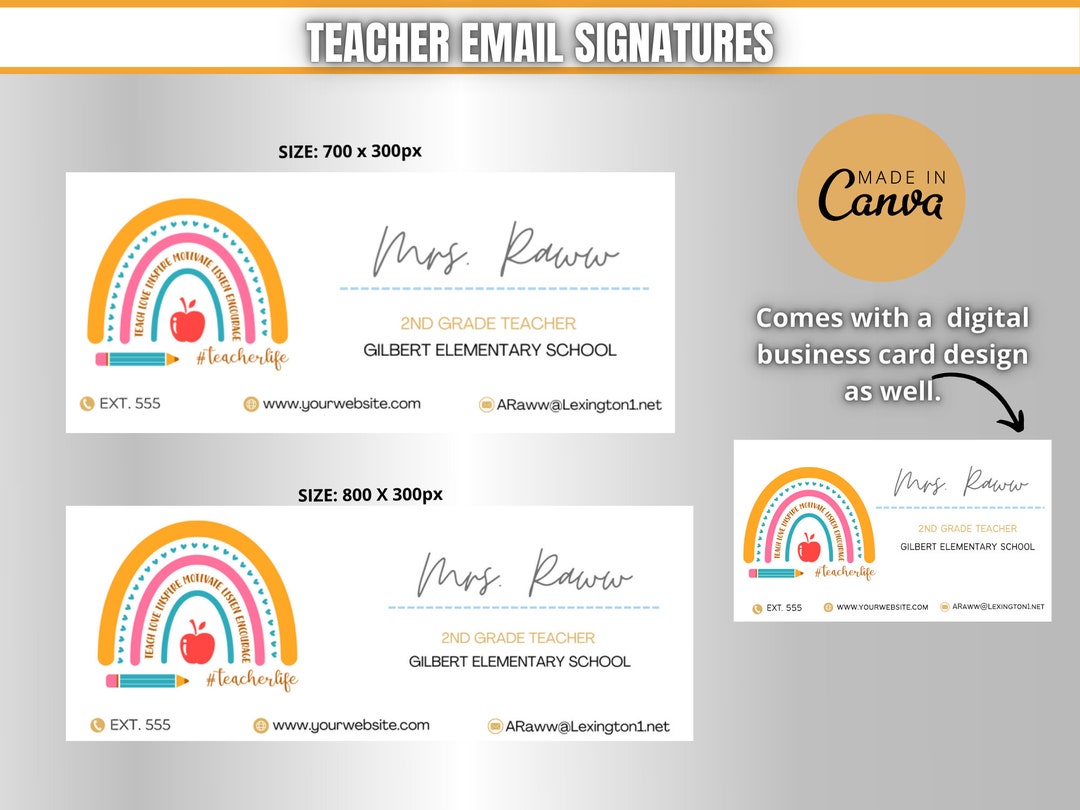 Teacher Email Signature BUNDLE, Email Template for Teachers, Boho ...
