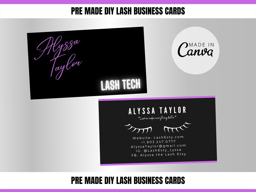 Lash Tech Business Card Template: DIY Eyelash Extension Design (canva ...
