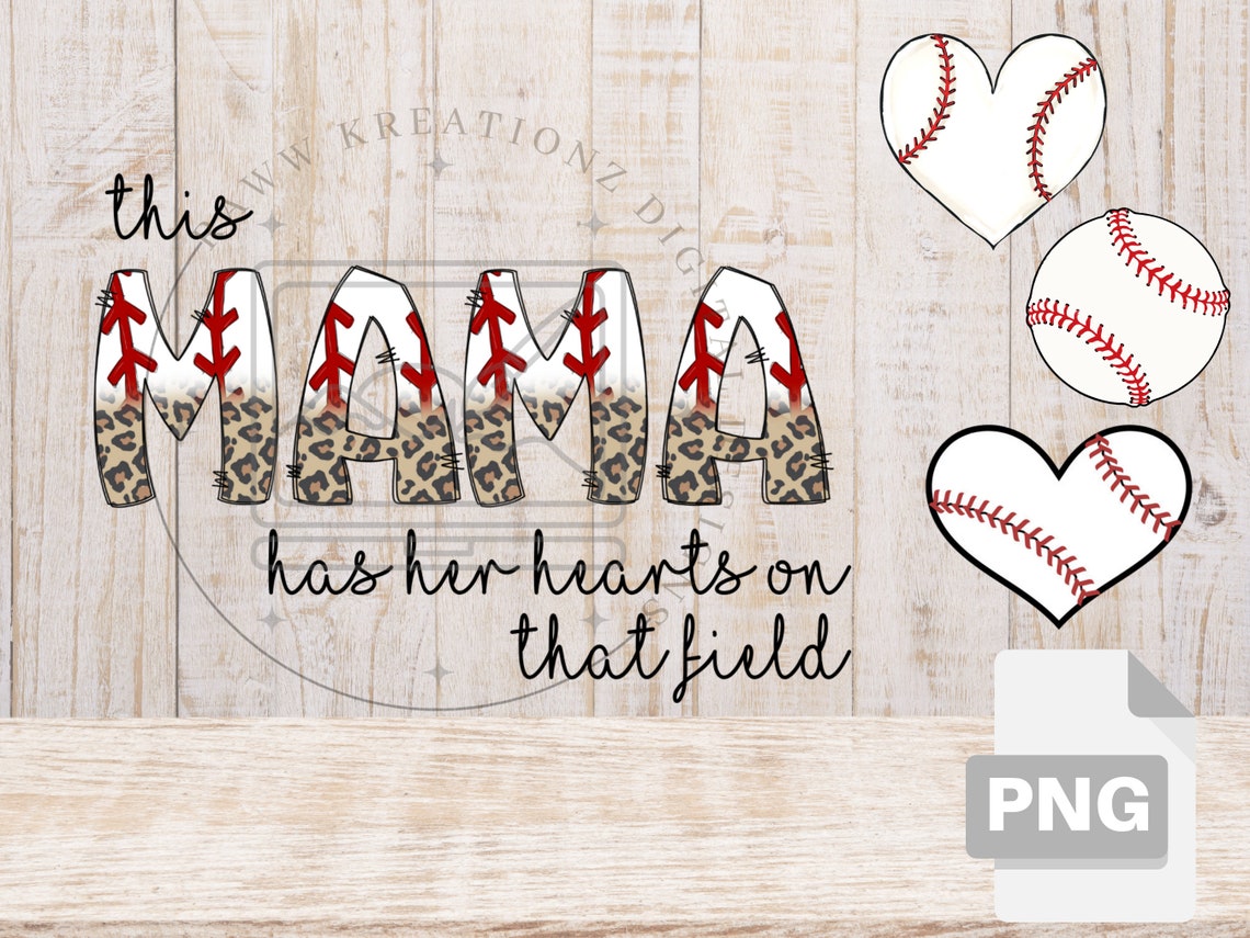 BASEBALL Png This MAMA Wears Her Heart on Her Sleeve PNG - Etsy
