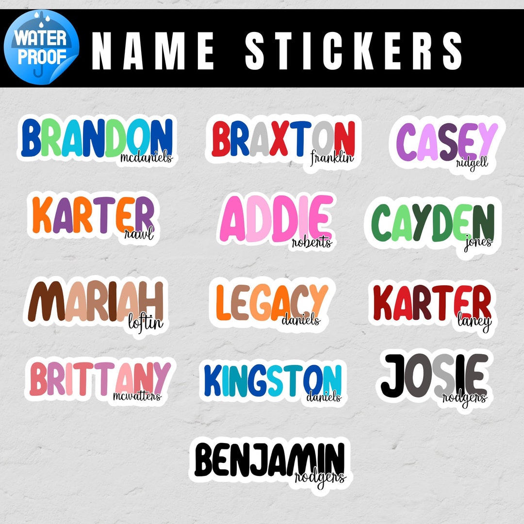 Waterproof Name Decal - Personalized Vinyl Sticker - FULL NAME STICKER ...
