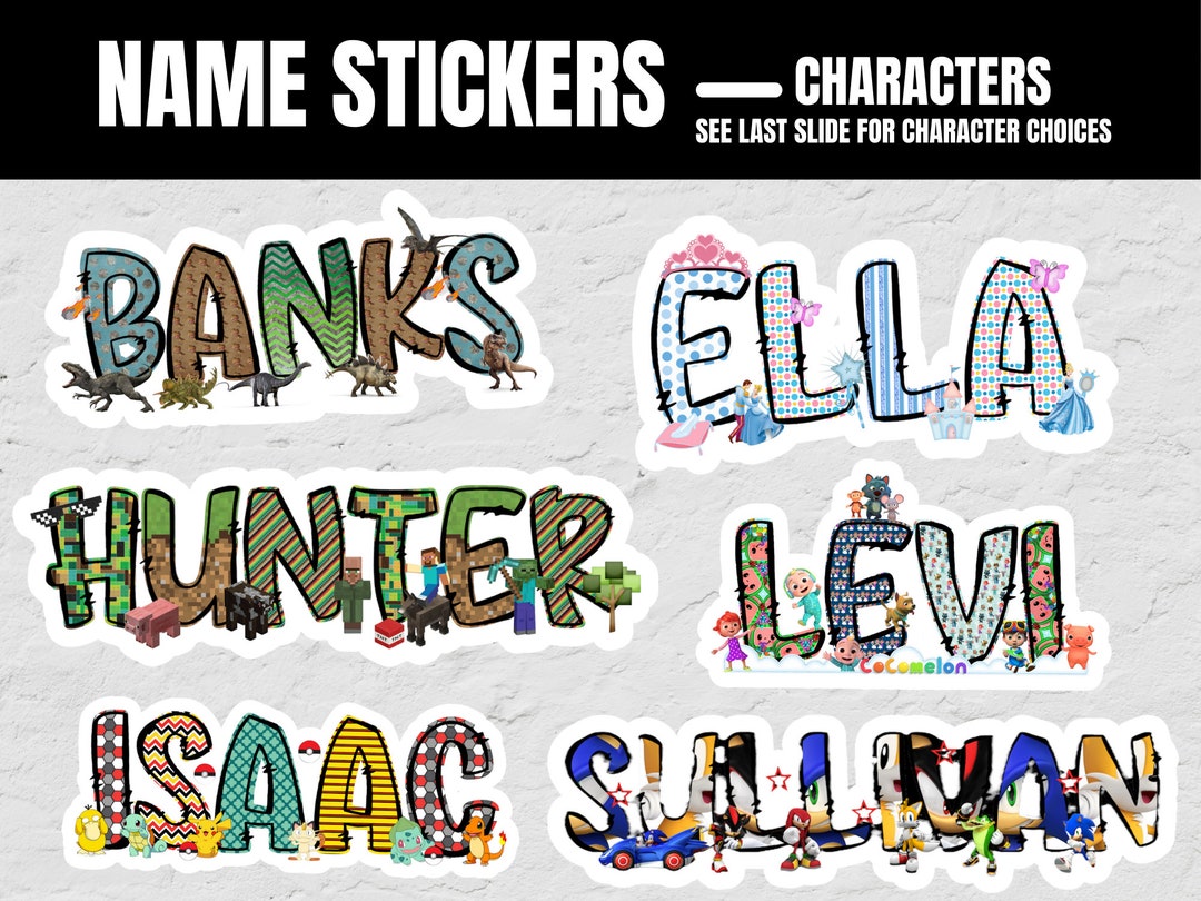 Personalized Name Sticker | Custom Name Sticker | Kids Character ...