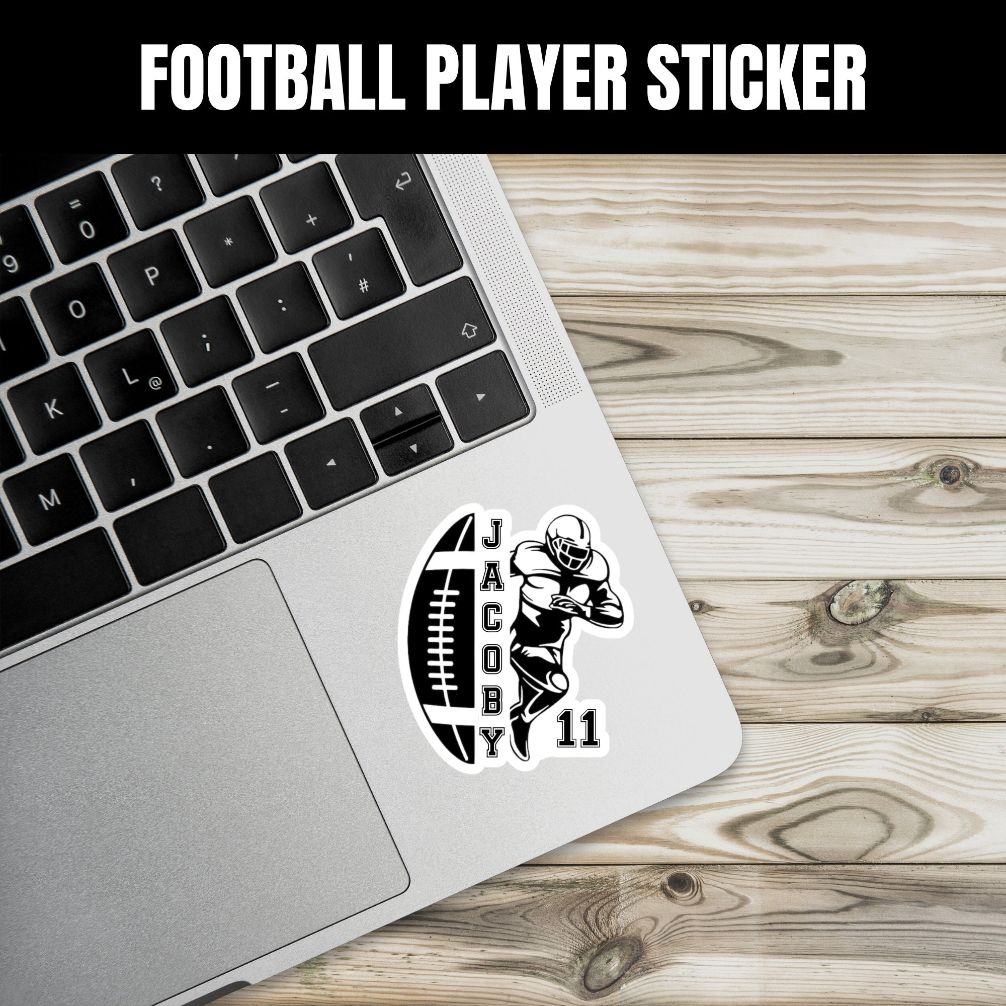 Personalized Football Player Decal | Custom Sports Team Sticker - Etsy