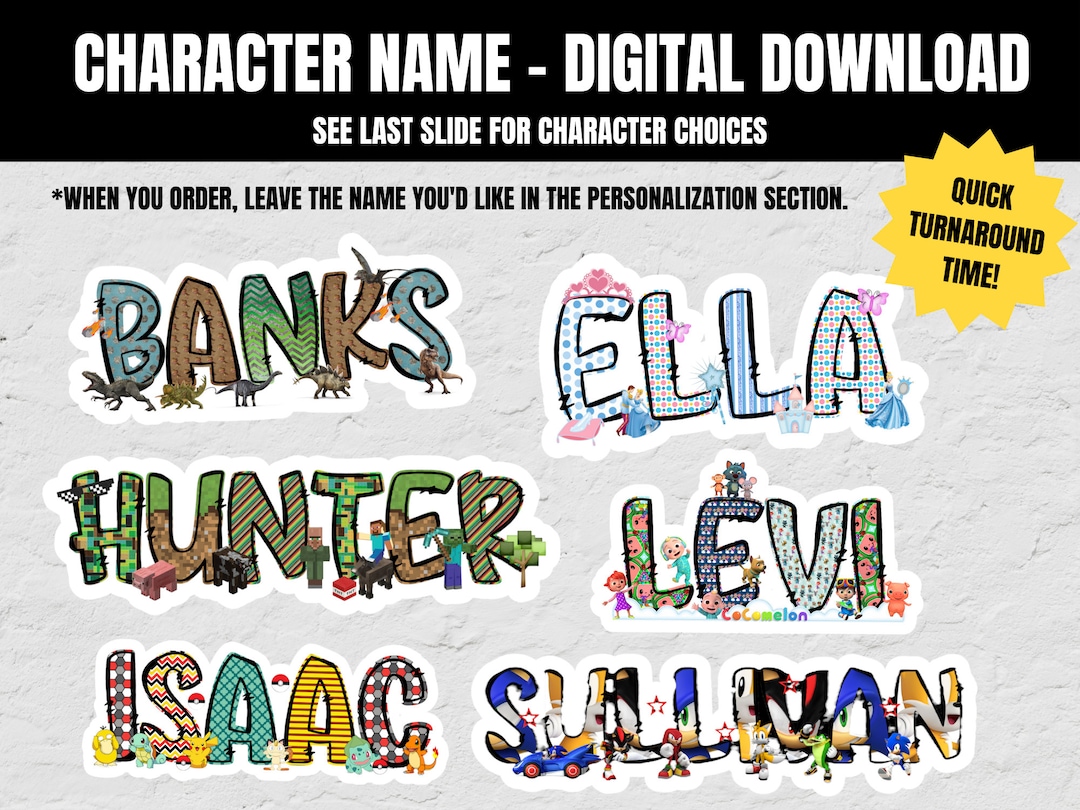 Personalized Character Name Design: Custom Name PNG (digital Download ...