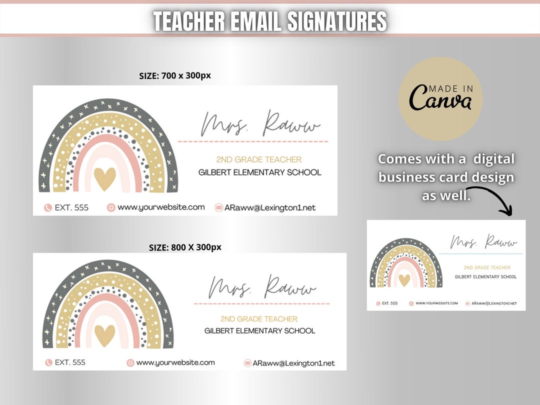 Boho Rainbow Teacher Email Signature Template (digital Download) - Etsy