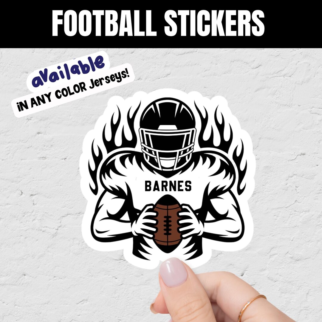 Custom Football Player Name and Number Vinyl Sticker, Laptop Decal - Etsy